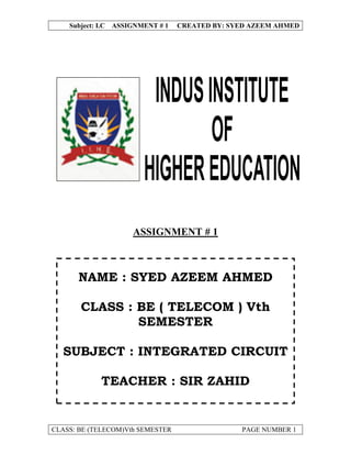 I.C ASSIGNMENT #1: INDUCTOR AND CAPACITOR | PDF