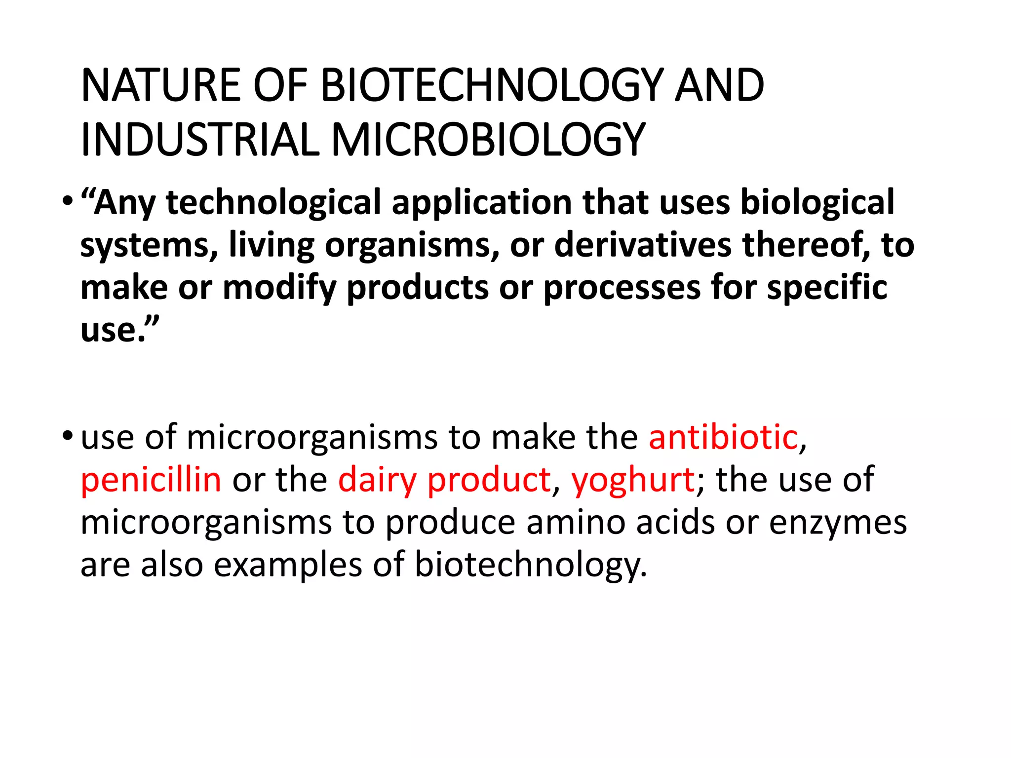 Scope of Industrial Microbiology and Biotechnology | PDF