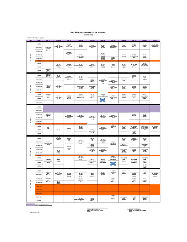 JPH TIMETABLE SESSION JUNE 2014_DHK | PDF
