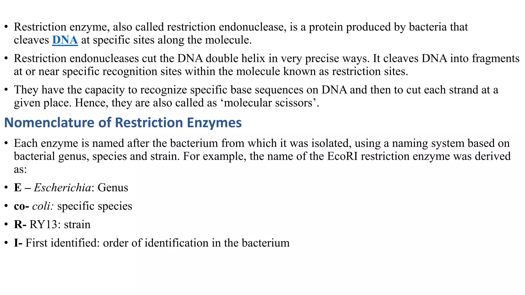 ENZYMES USED IN GENETIC ENGINEERING | PPTX
