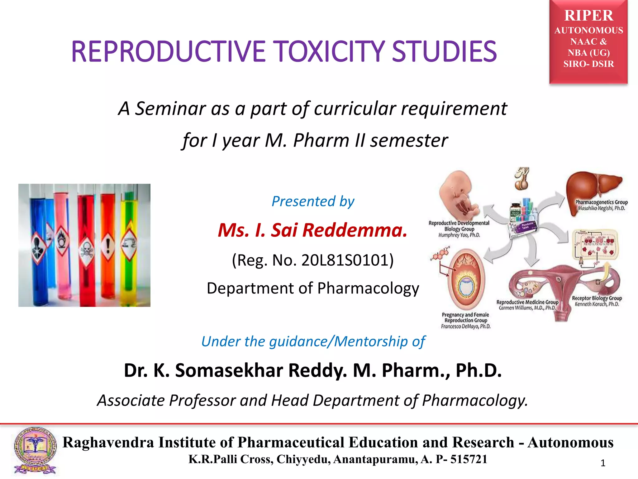 REPRODUCTIVE TOXICITY STUDIES | PPTX