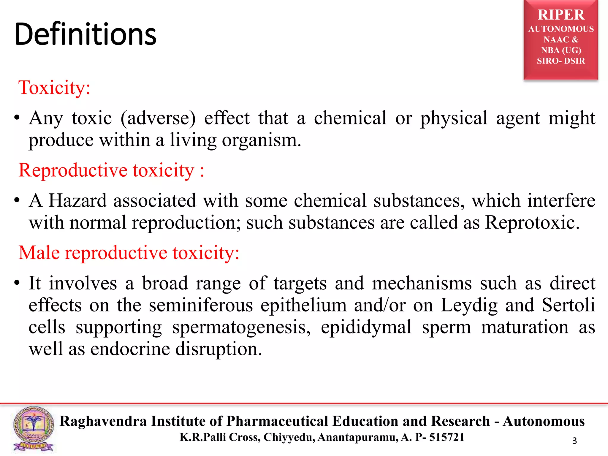 REPRODUCTIVE TOXICITY STUDIES | PPTX