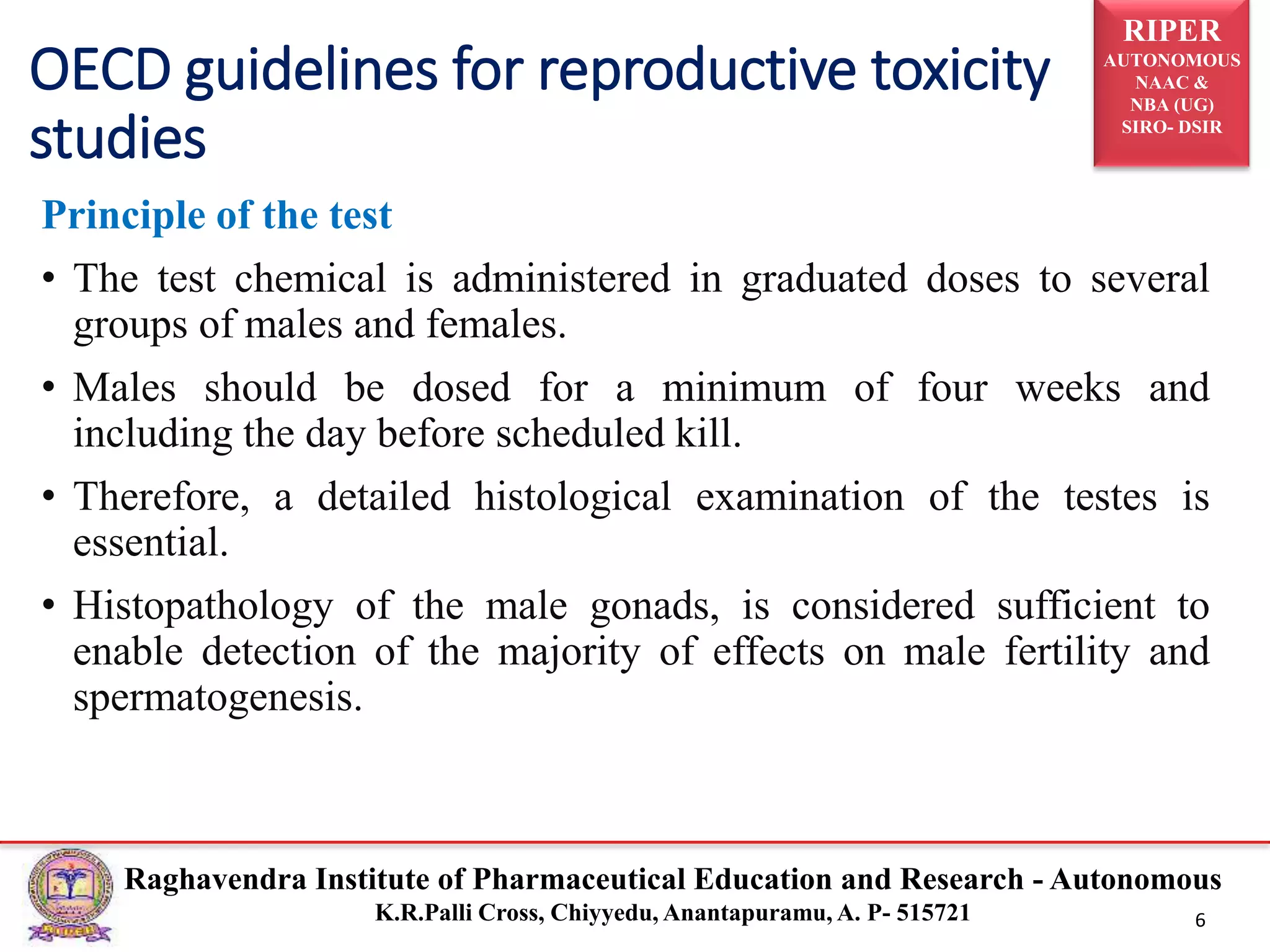 REPRODUCTIVE TOXICITY STUDIES | PPTX