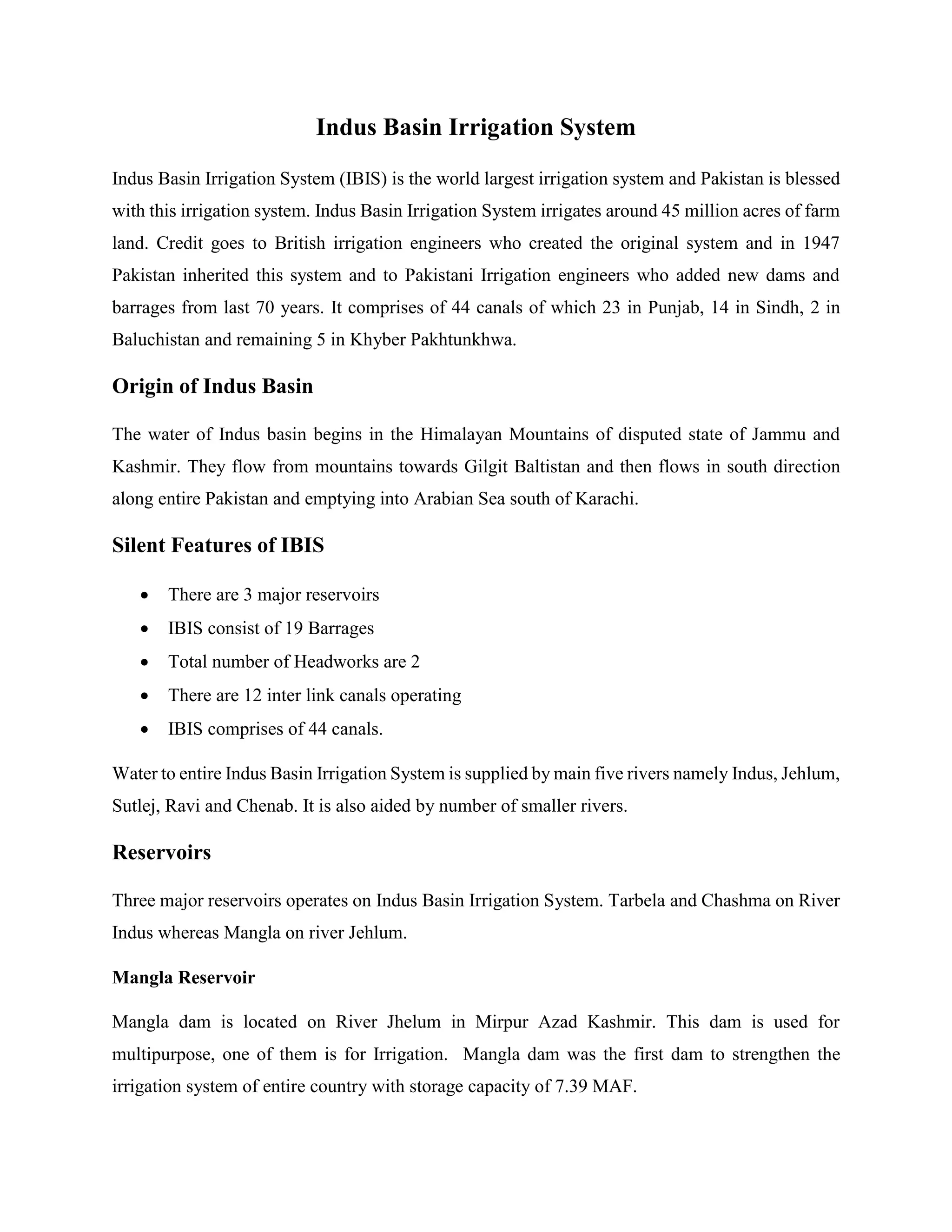 Indus basin irrigation system | PDF