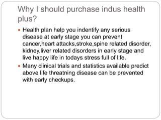 Indus preventive health checkup plan | PPTX