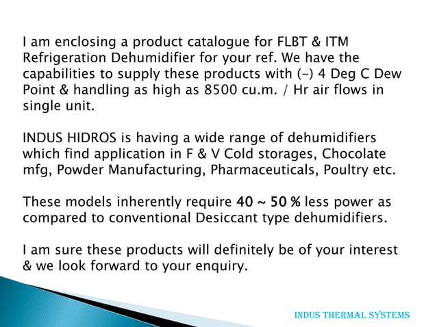 Indus thermal systems | PPTX | Home Appliances | Home & Garden