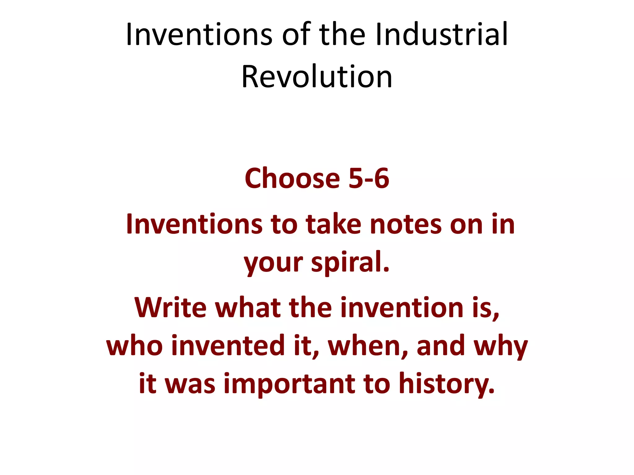 Industrial Revolution inventions | PPTX