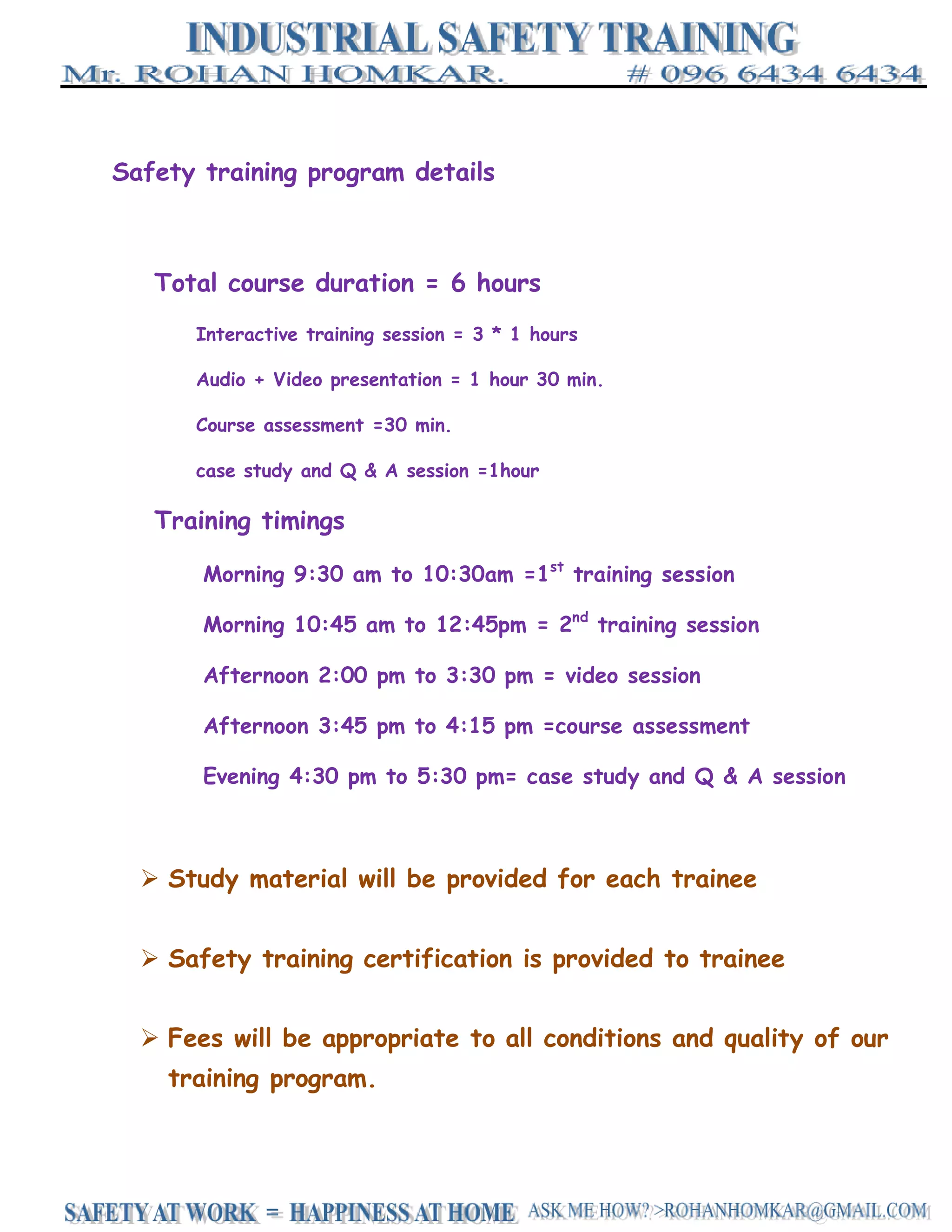 Industraial safety Trianing for small and medium scale industries | PDF