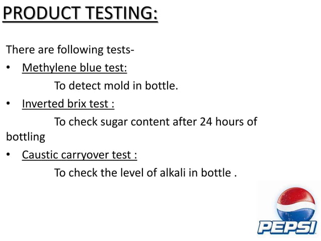 project report on quality control in PEPSICO HAJIPUR | PPTX | Chemistry ...