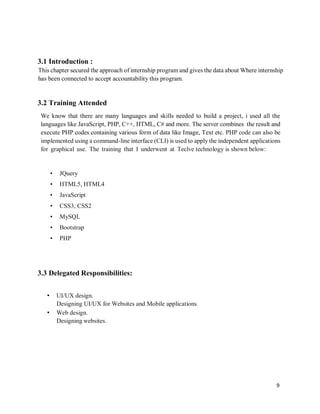 Industrail training report on website design and development | PDF