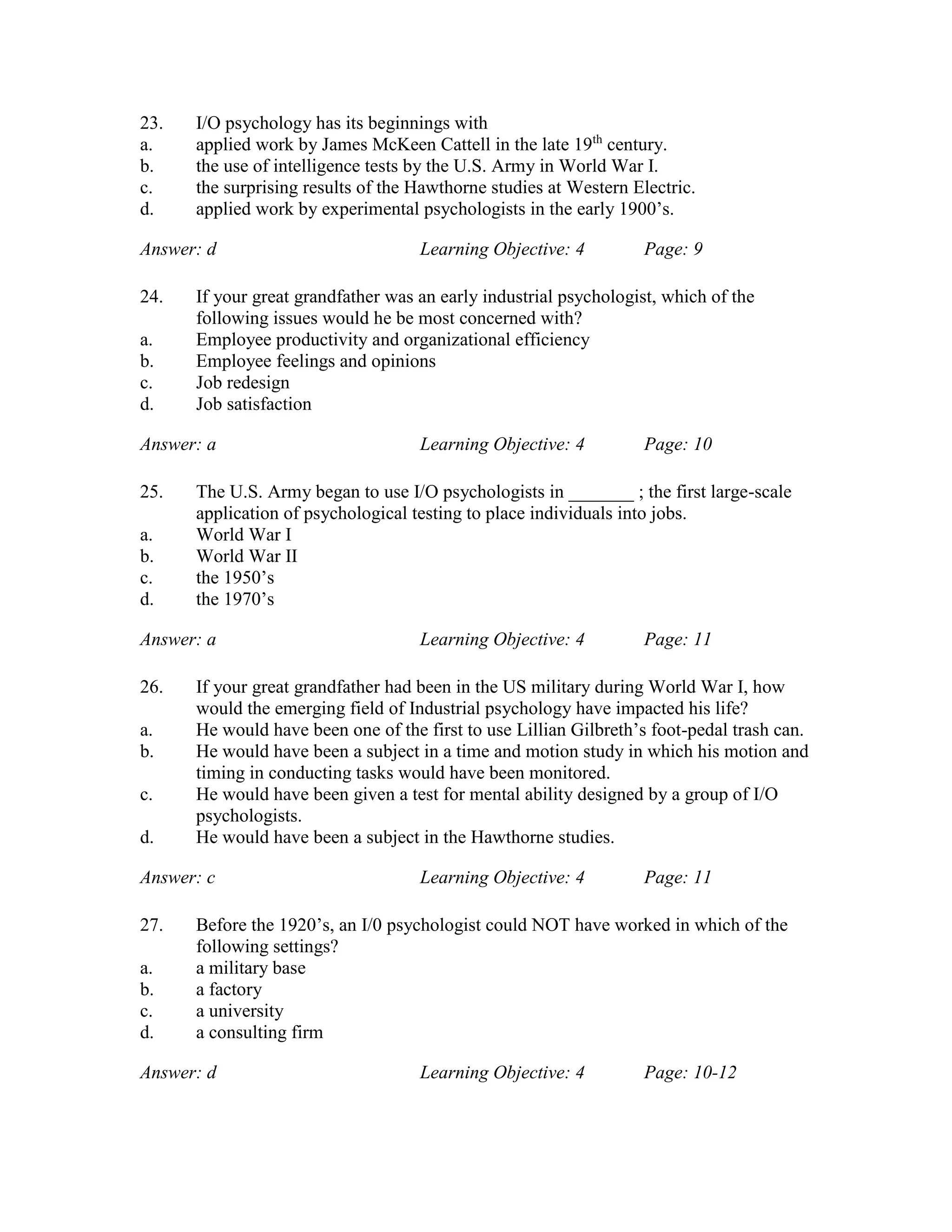 Industrial and Organizational Psychology 6th Edition Spector Test Bank ...