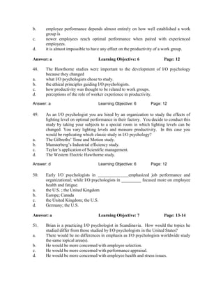 Industrial and Organizational Psychology 6th Edition Spector Test Bank ...