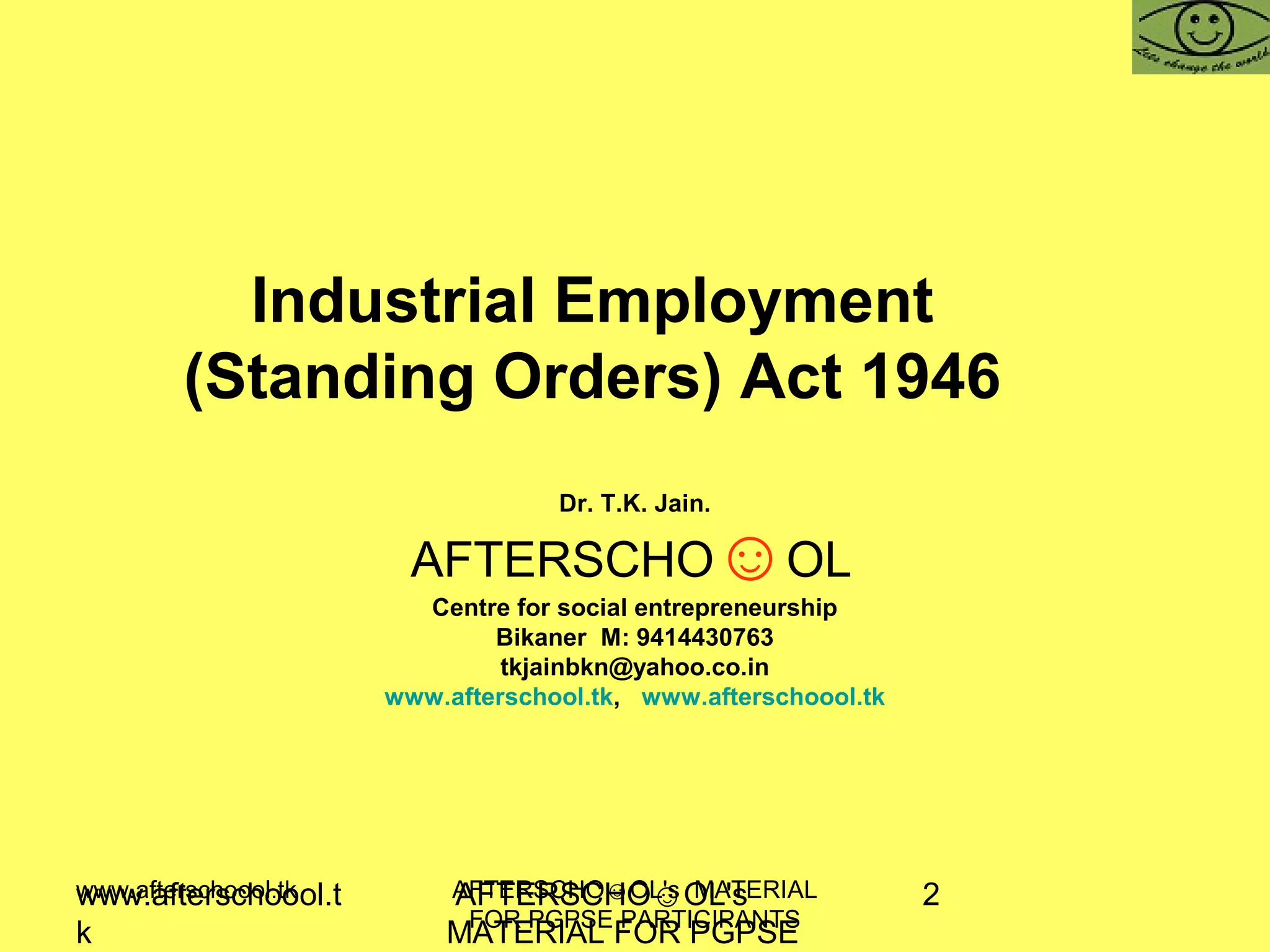 Industrial Employment (Standing Orders) Act 1946 | PPS