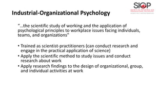 Industrial Organizational (I-O) Psychology Introduction | PPTX