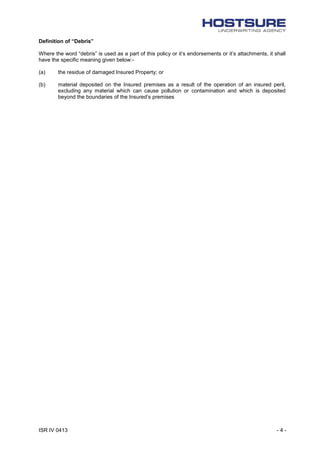Hostsure Industrial Special Risks Insurance Policy | PDF
