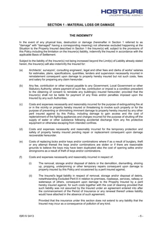 Hostsure Industrial Special Risks Insurance Policy | PDF