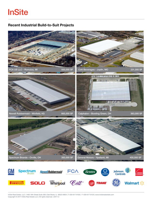 InSite Real Estate | Recent Industrial Build-to-Suit Projects | PDF