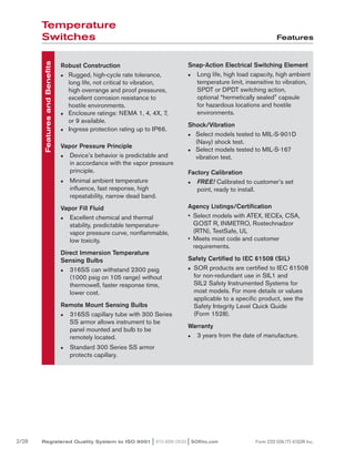 Industrial Temperature Switches for Process Control | PDF