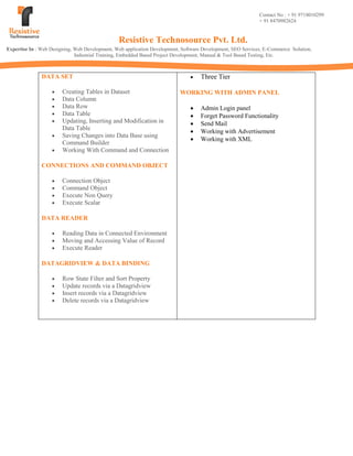 Industrial training in .net