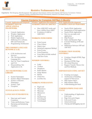 Industrial training in .net