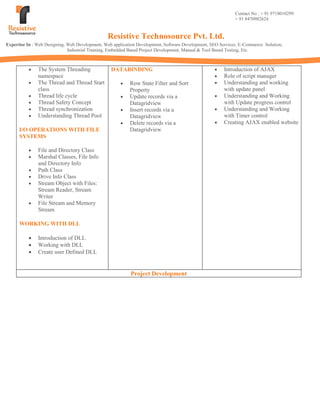 Industrial training in .net