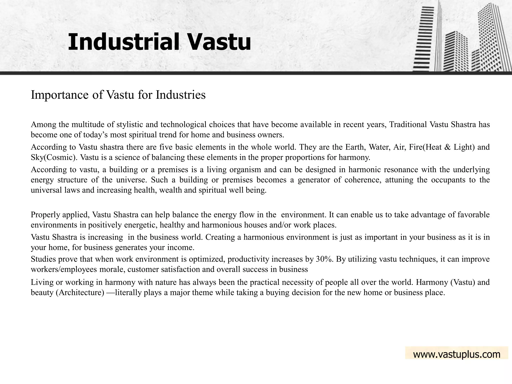Industrial Vastu Consultation By Mr Nitien Parmar Vastuplus Pdf