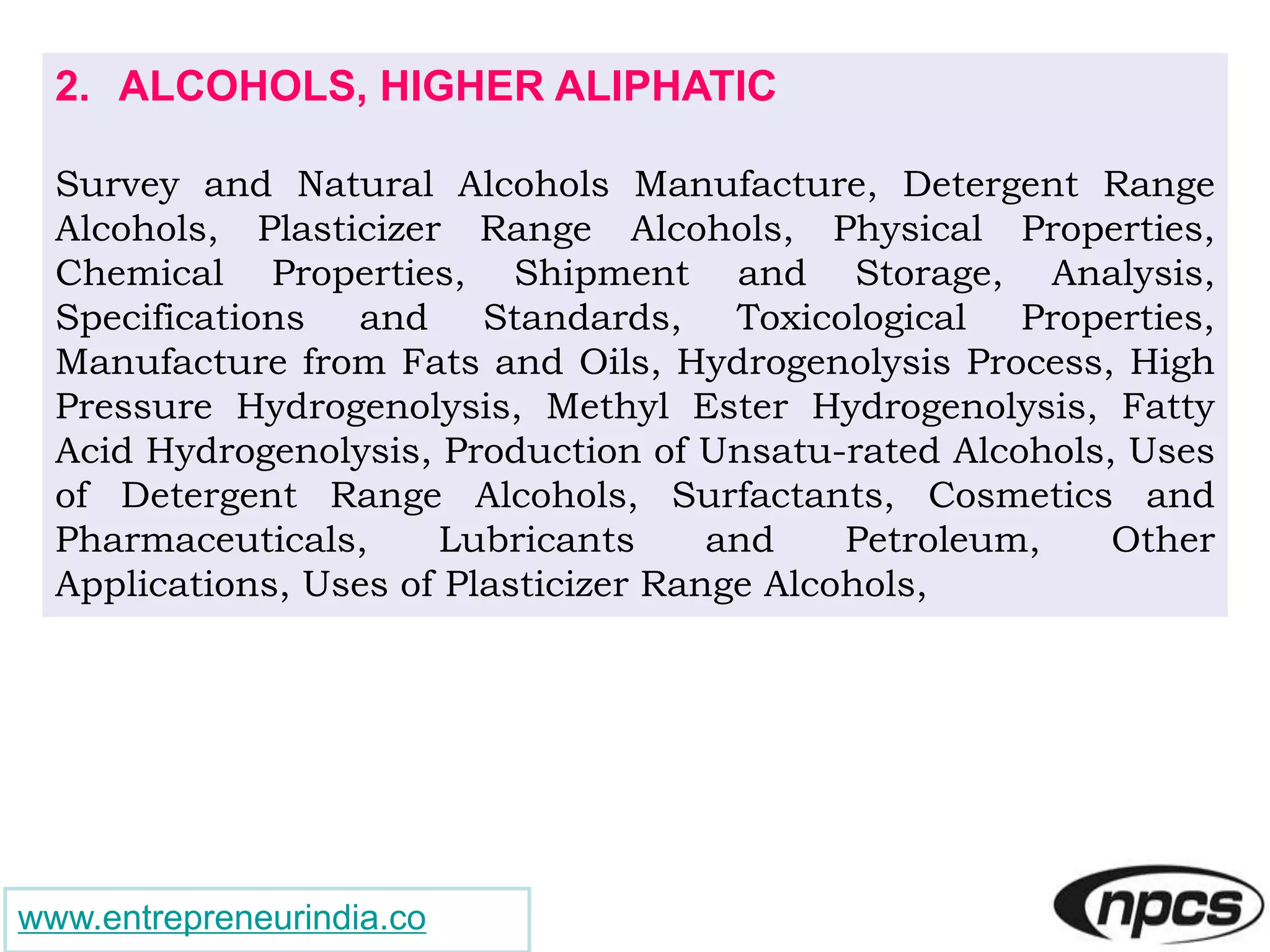 Production of Industrial Alcohols | PPTX