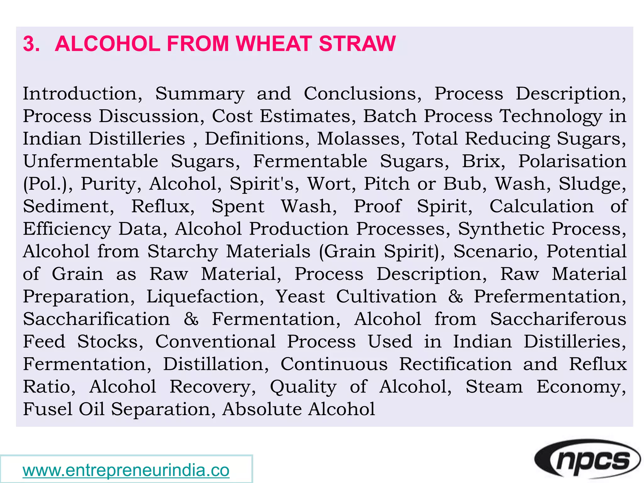 Production of Industrial Alcohols | PPTX
