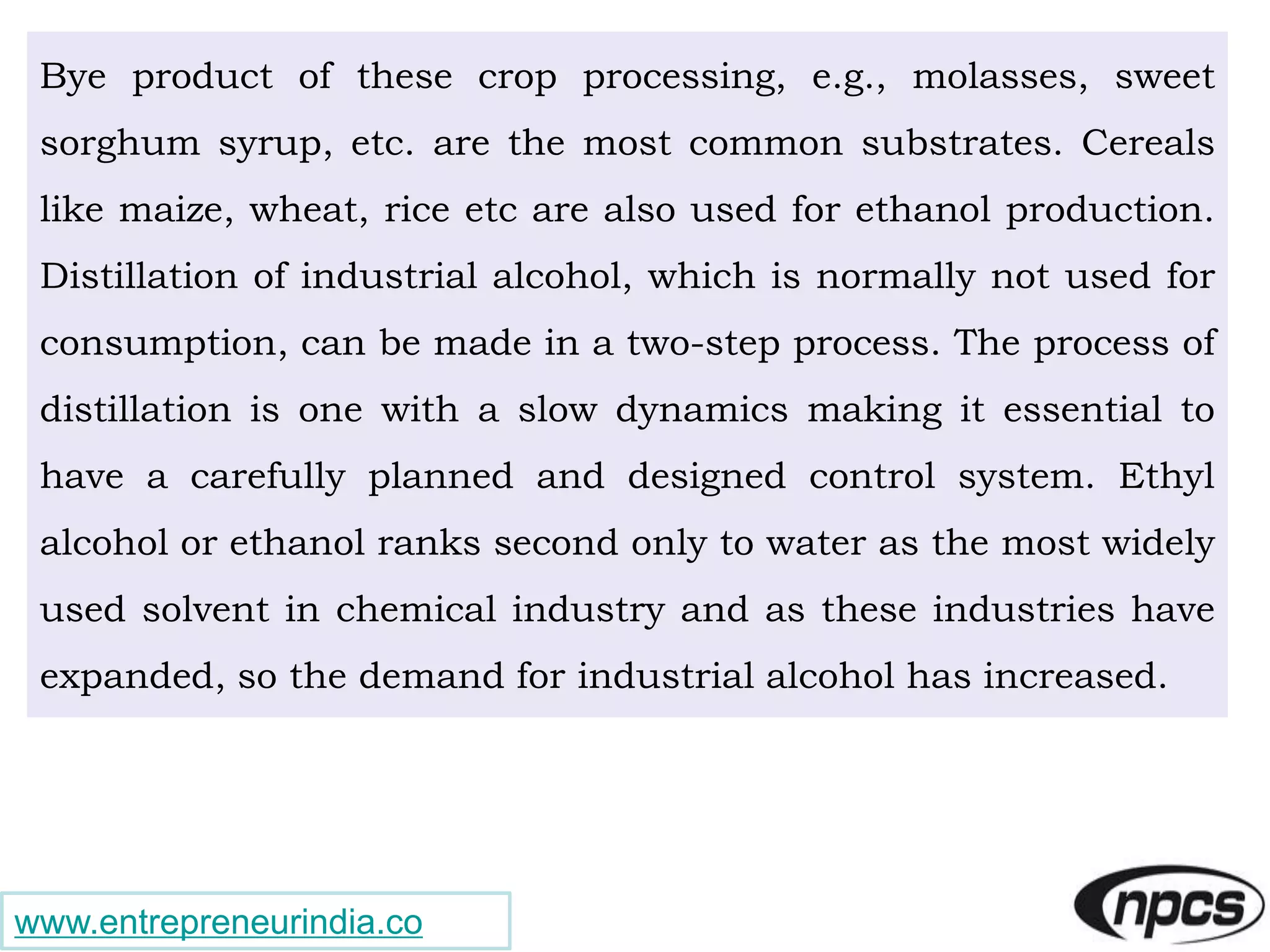 Production of Industrial Alcohols | PPTX