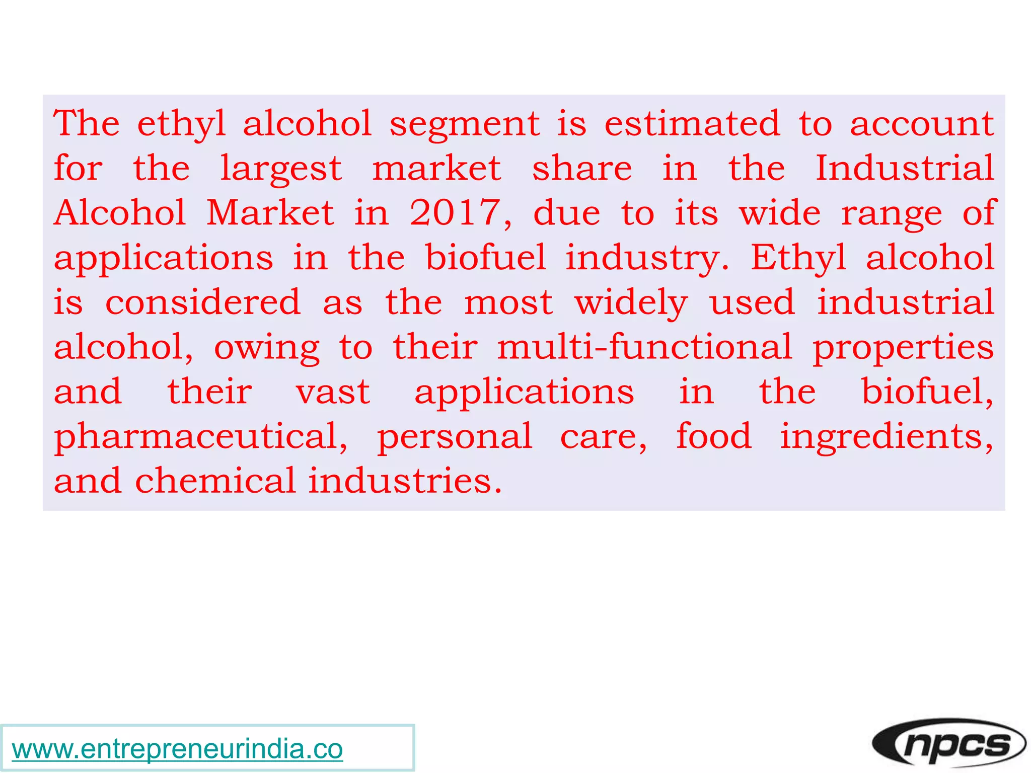 Production of Industrial Alcohols | PPTX