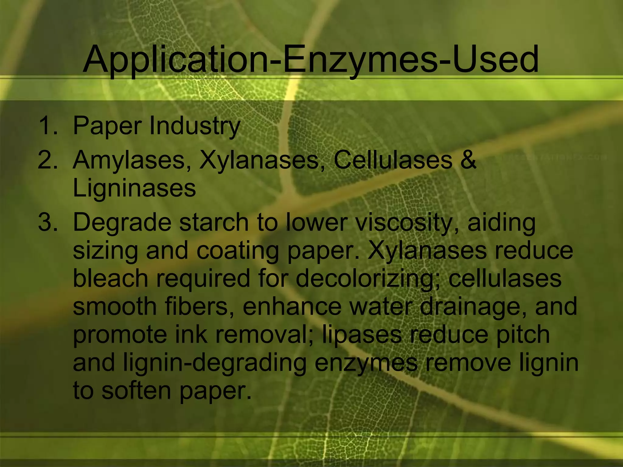 Industrial applications of enzymes | PPTX