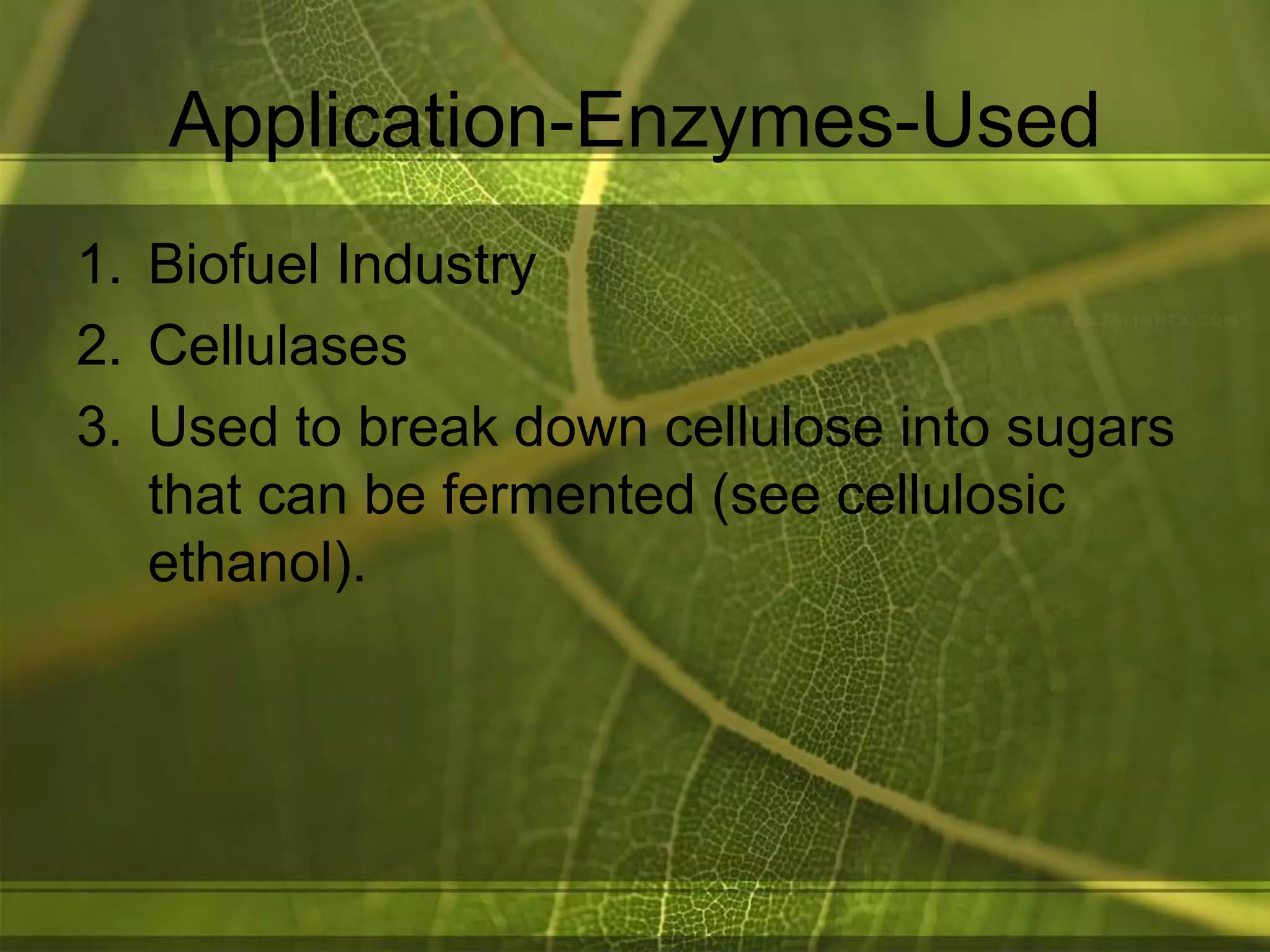 Industrial applications of enzymes | PPTX