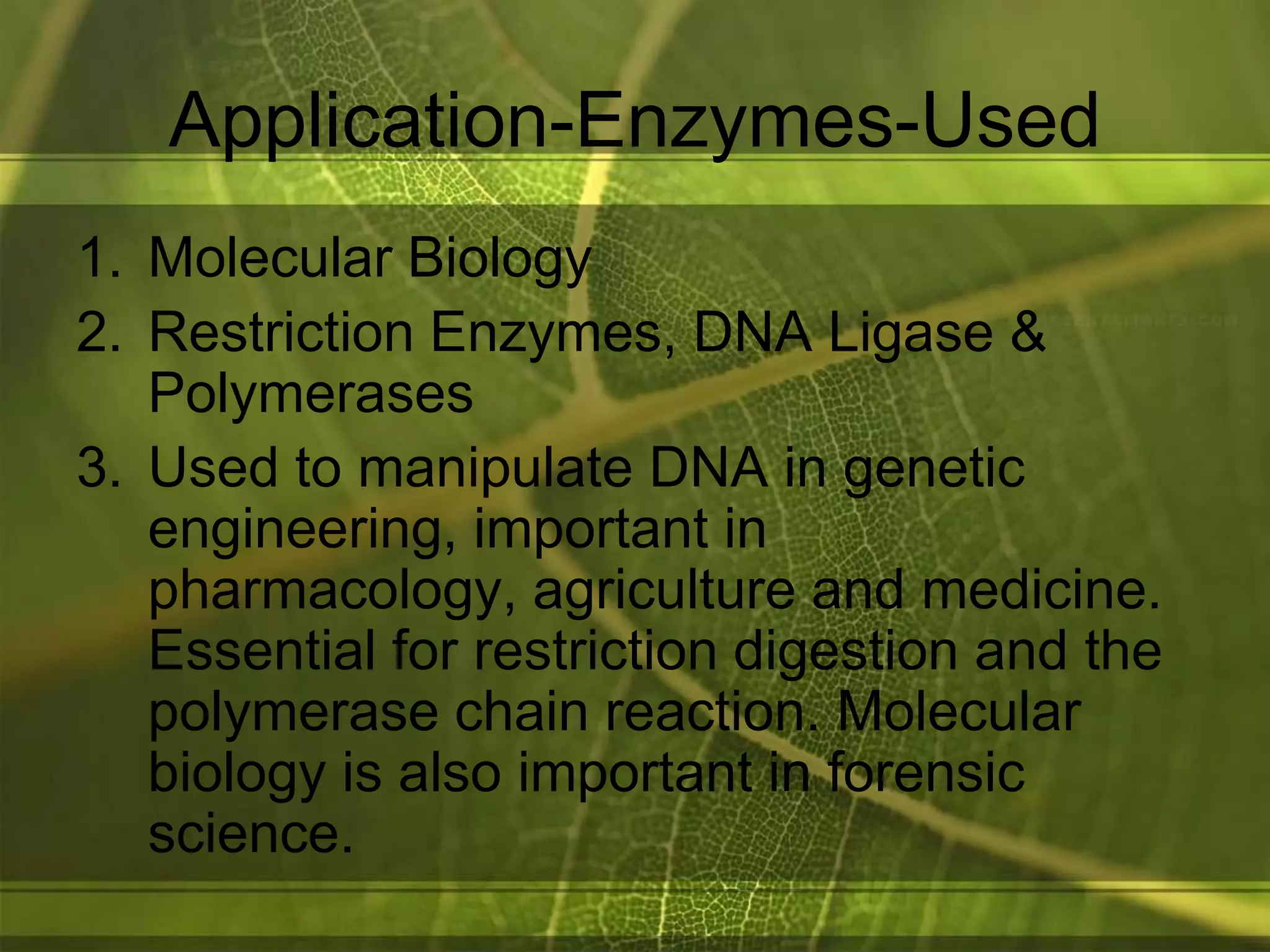 Industrial applications of enzymes | PPTX