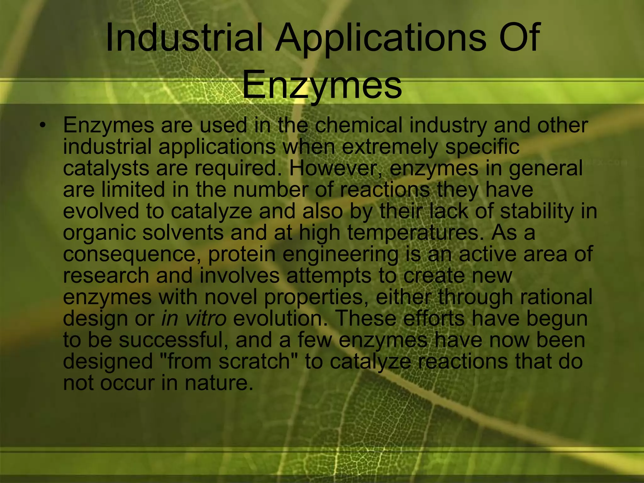 Industrial applications of enzymes | PPTX