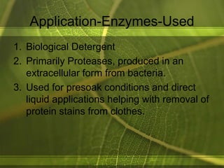 Industrial applications of enzymes | PPTX