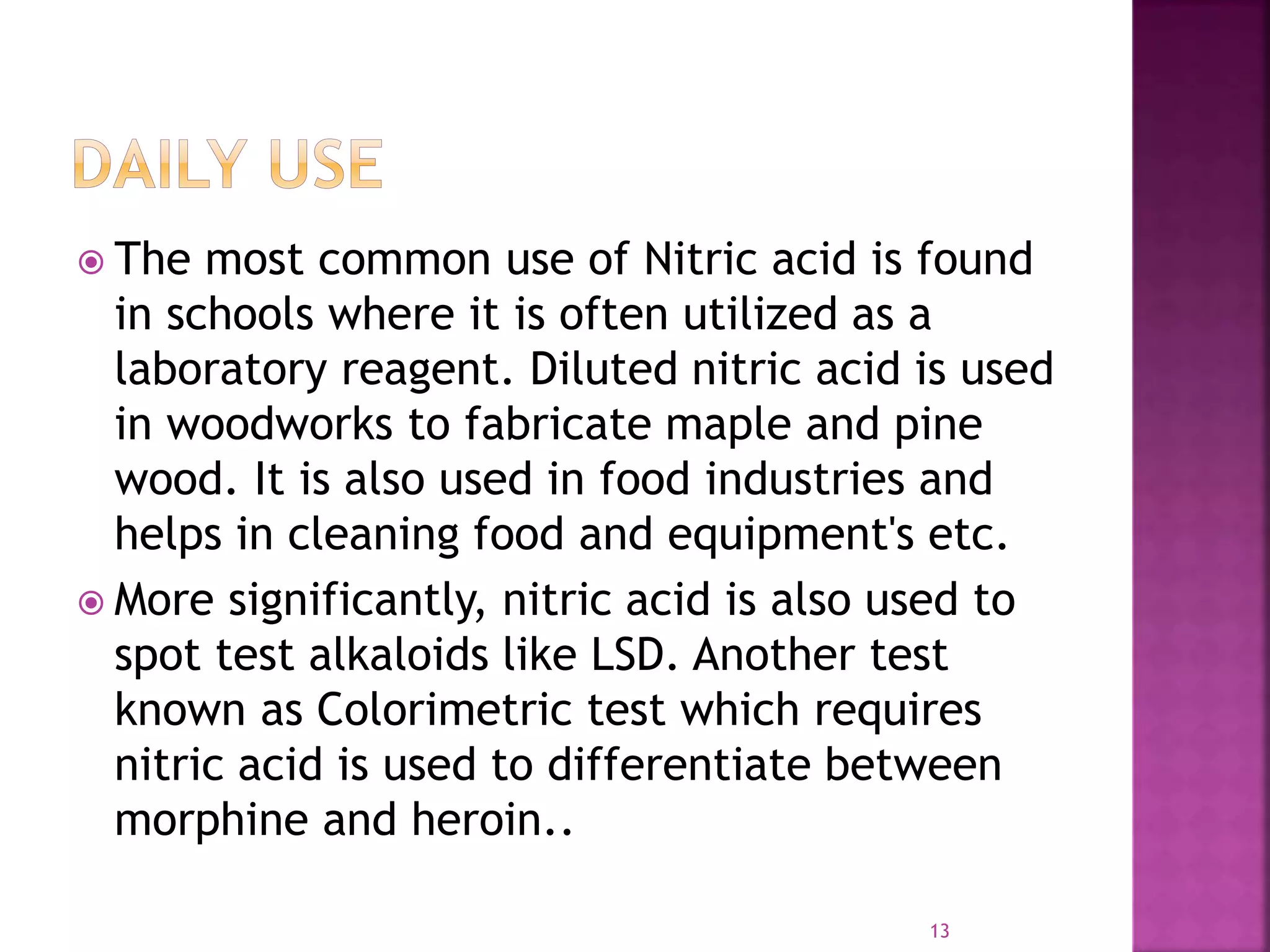 Industrial applications of nitric acid | PPTX