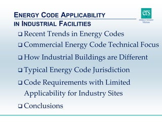 Industrial approaches addressing new energy code | PPTX