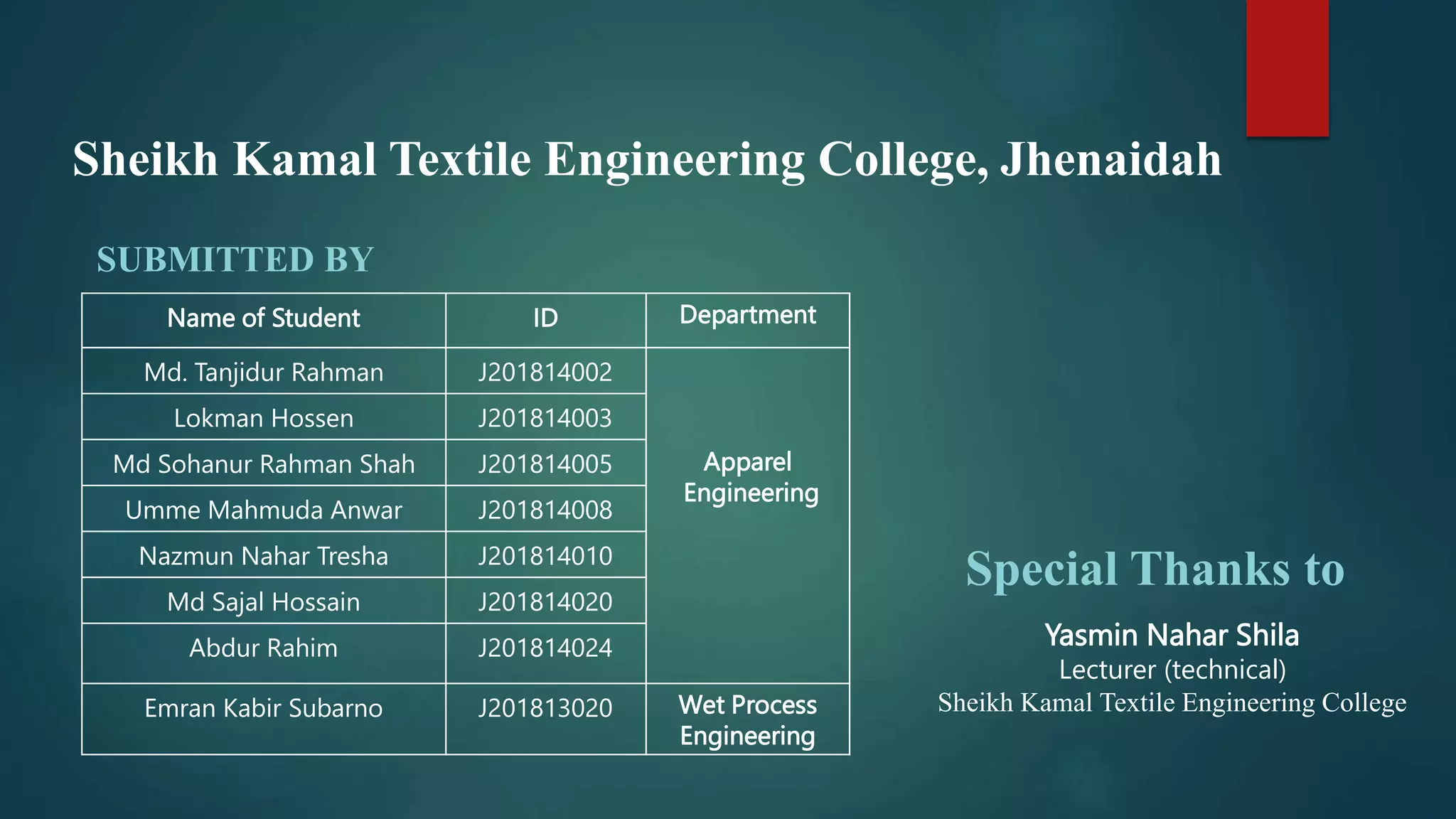 Industrial attachment at Impress Newtex Composite Textiles Limited.pptx