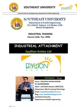 Industrial attachment of epyllion knitex ltd | PDF