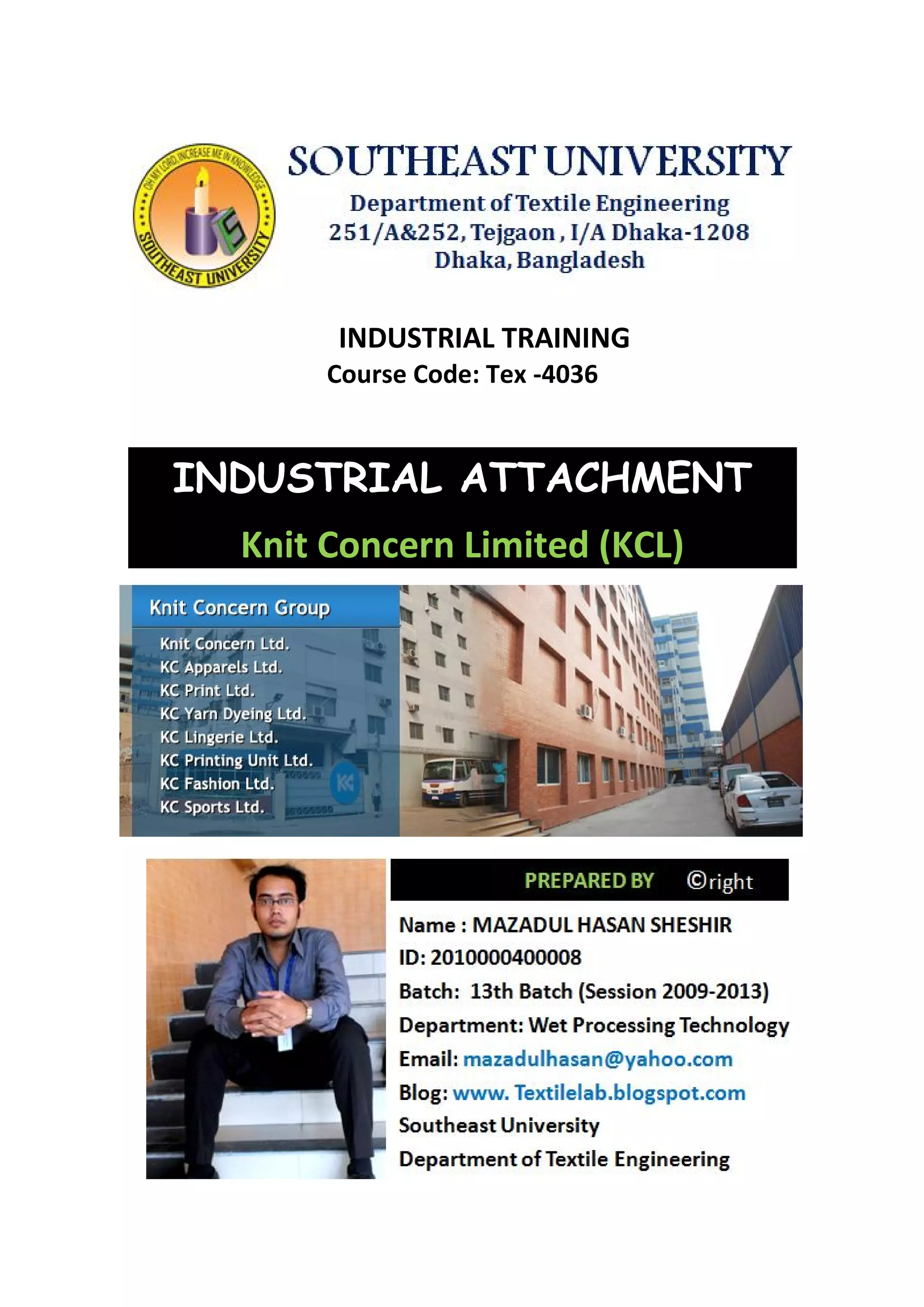 Industrial attachment of knit concern limited (kcl) | PDF