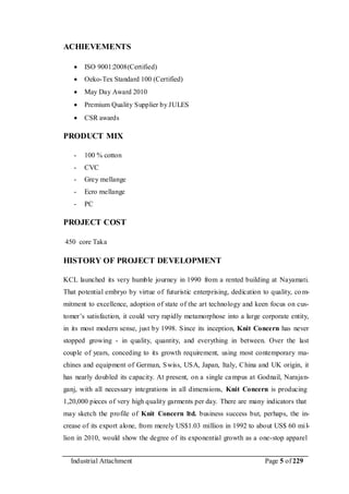 Industrial attachment of knit concern limited (kcl) | PDF