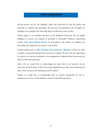 Industrial attachment of knit concern limited (kcl) | PDF