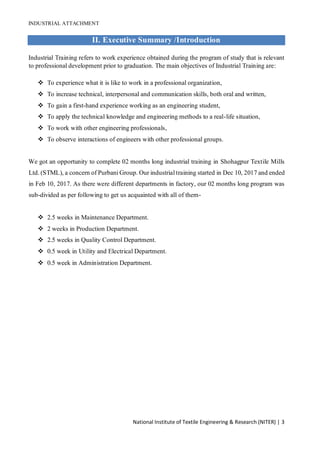 Industrial attachment of Shohagpur Textile Mills Ltd. | PDF