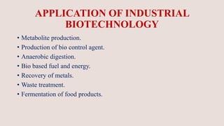 Industrial biotechnology presentattion | PPTX