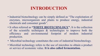 Industrial biotechnology presentattion | PPTX