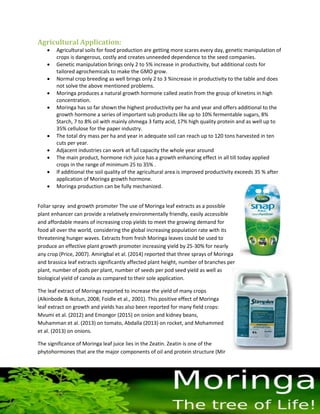 Industrial, commercial, food and nutraceutical application of moringa ...