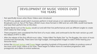 Industrial context of Music Videos | PPT