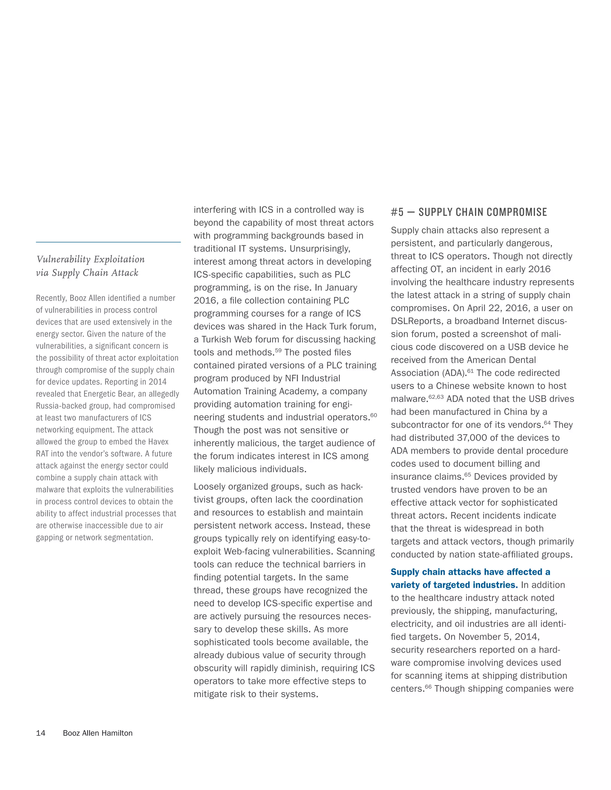 Booz Allen Industrial Cybersecurity Threat Briefing | PDF