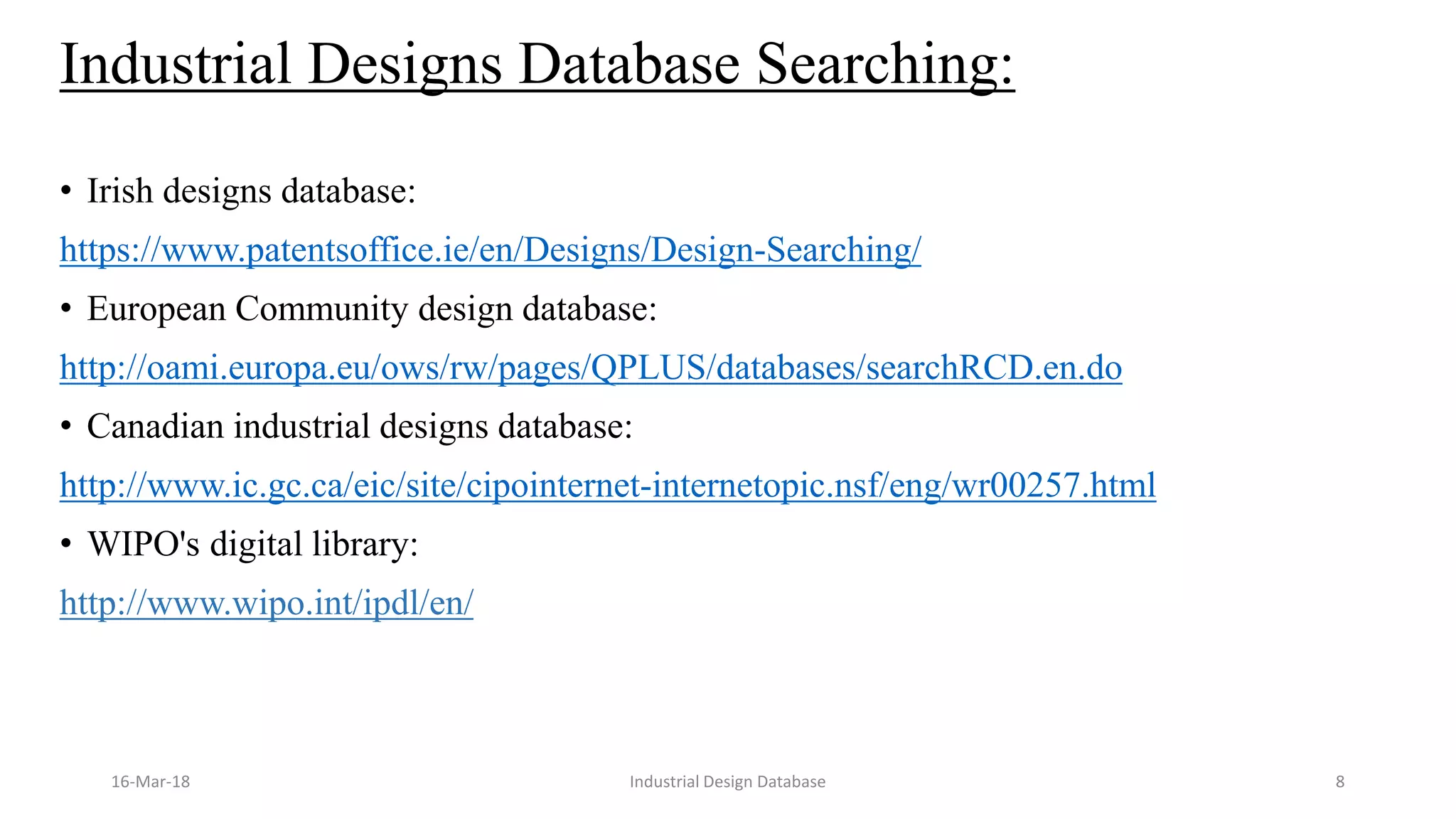 Industrial design database | PPTX