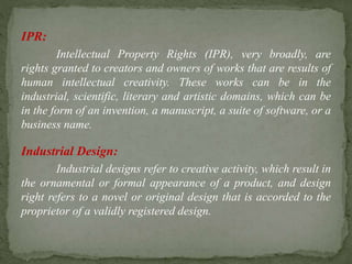 Industrial design (ipr) | PPTX | Business | Business and Finance